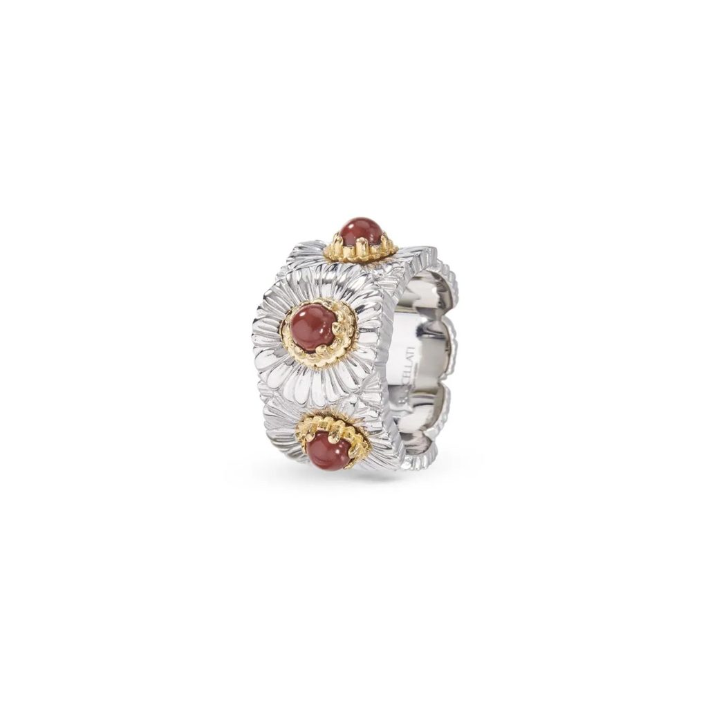 Anello Buccellati Blossoms Color Eternelle Margherita con Diaspro Rosso ...
